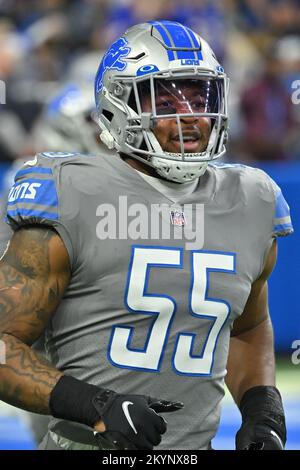 Detroit Lions linebacker Derrick Barnes (55) walks off the field ...