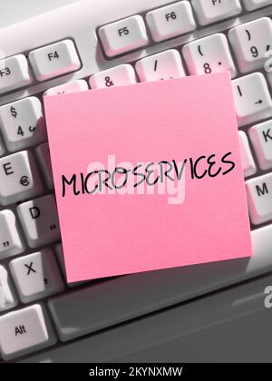 Text showing inspiration Microservices. Business overview Software ...