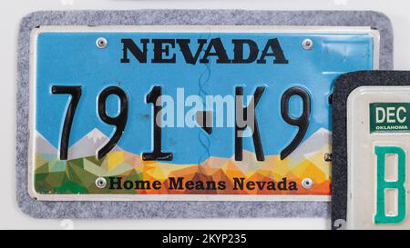 Nevada license plate; vehicle registration number. Nevada number plate ...