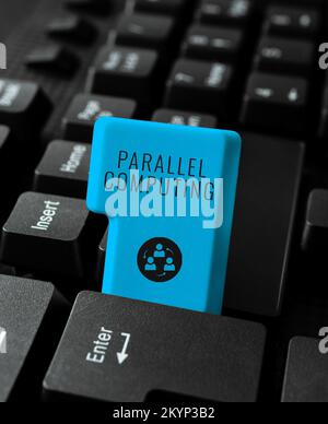Text caption presenting Parallel Computing. Conceptual photo ...