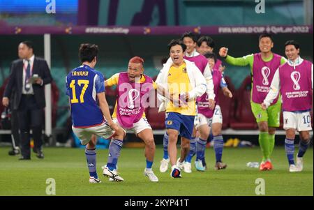 Japan's Ao Tanaka celebrates after scoring the first goal during the ...