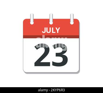 Icon calendar day - 23 July. 23 days of the month, vector illustration ...