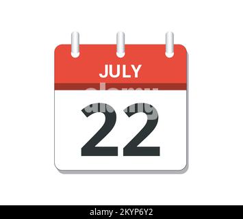 July 22 - calendar and Time planner. Daily Calendar Icon reminder ...