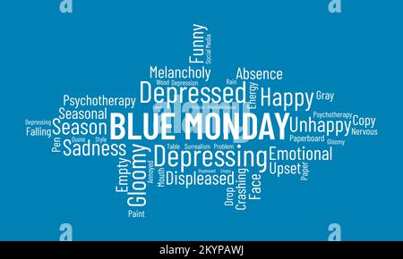 Blue Monday world cloud background. Mental Health awareness Vector illustration design concept ...