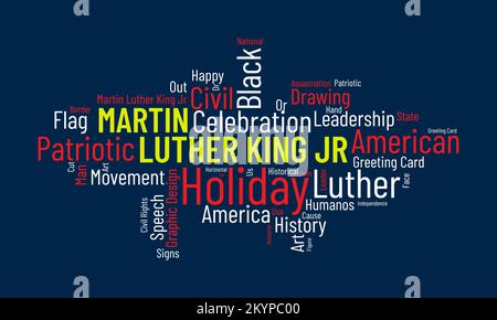 Martin Luther King Jr. word cloud background. Federal awareness Vector ...