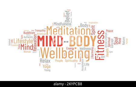 Well-being word cloud concept. Collage made of words about well-being ...