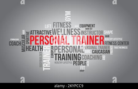 Personal Trainer word cloud background. Sports Health awareness Vector ...