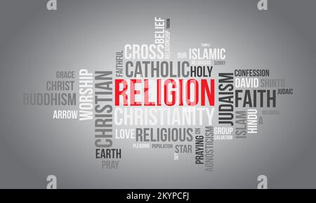 Religion word cloud background. Religious awareness Vector illustration ...