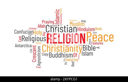 Religion word cloud background. Religious awareness Vector illustration ...