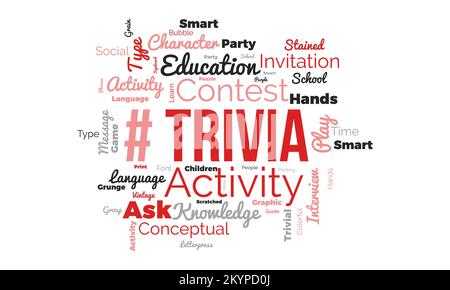 Trivia wordcloud background. Activities awareness Vector illustration ...