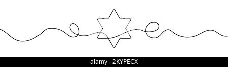 Star of David vector in continuous line style. Line art Jewish sign ...