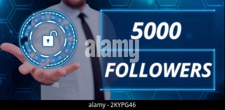 Text showing inspiration 5000 Followers, Word Written on number of ...