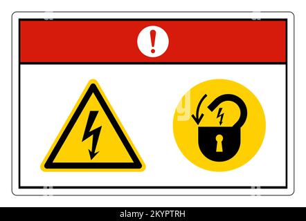Danger Hazardous Voltage Lock Out Electrical Power Symbol Sign On White ...