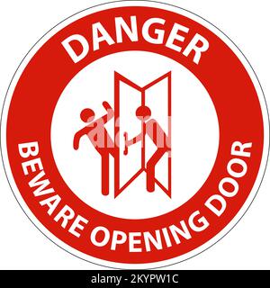 Danger Beware Opening Door Sign On White Background Stock Vector Image ...