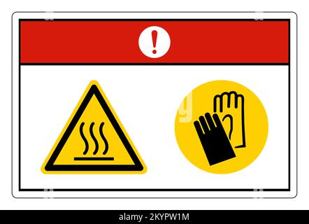 Caution Hot Oven Wear Protective Gloves Symbol Sign On White Background ...