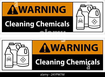 Warning Sign Cleaning Chemicals Sign On White Background Stock Vector ...