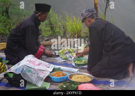 Larung sesaji (Javanese thanksgiving) Gunung Kelud. Larungan is one of ...