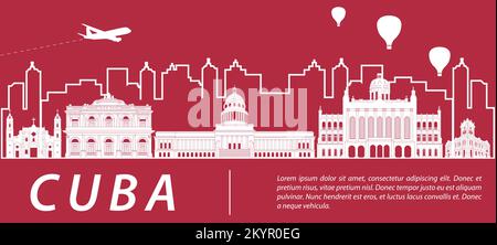 Cuba famous landmark silhouette style, vector illustration Stock Vector ...