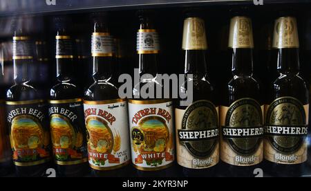 Bottles of Palestinian beers in a bar in the Christian quarter in the ...