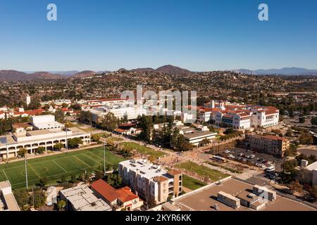 San Diego State University college campus, shot with drone Stock Photo ...