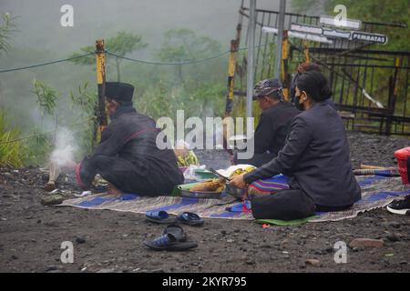 Larung sesaji (Javanese thanksgiving) Gunung Kelud. Larungan is one of ...