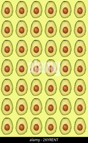 Avocado half on bright yellow background minimal food Stock Photo - Alamy