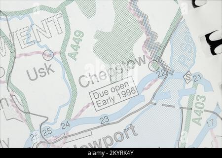 Chepstow, United Kingdom atlas map town name - black and white Stock ...