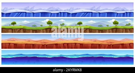 Game level background with platforms underwater in sea. Vector 2d ...
