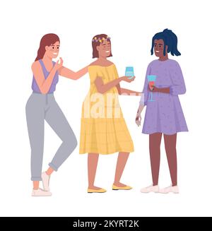 Birthday party with friends semi flat color vector characters Stock ...