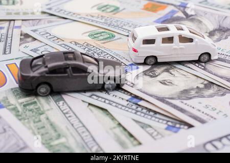 Model cars placed US dollar banknotes spread on ground Stock Photo - Alamy