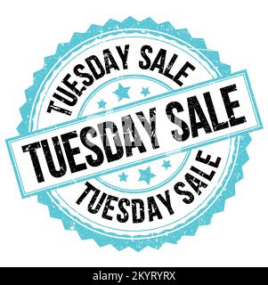 TUESDAY SALE text written on blue-black grungy stamp sign Stock Photo ...
