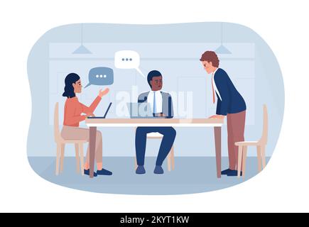 Business meeting 2D vector isolated illustration Stock Vector Image ...