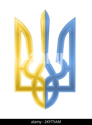Yellow blue trident - vector illustration. The small coat of arms of ...