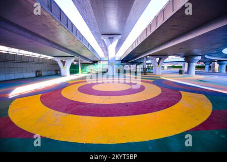 The construction of the space under the Shenhai viaduct has been ...