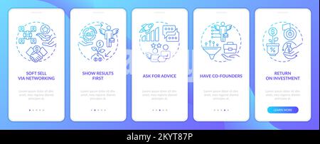 Ways to attract investors onboarding blue gradient mobile app screen ...