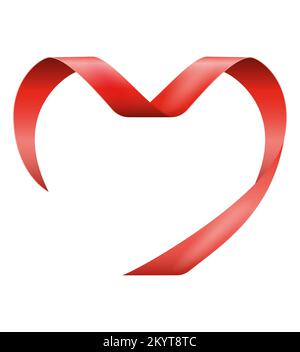 red silk glitter heart ribbon vector illustration isolated on white background Stock Photo - Alamy