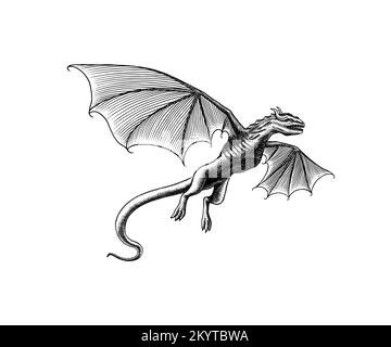 Dragon Drawing in Vintage Woodcut Style Stock Vector Image & Art - Alamy