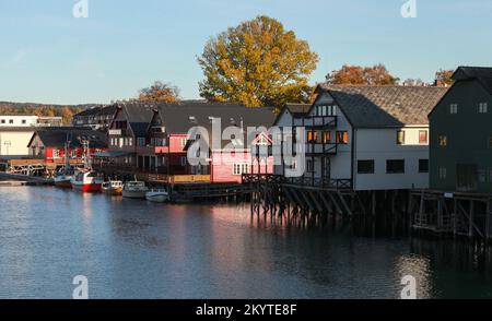 Coastal landscape of Levanger town on a sunny autumn day, Norway Stock ...