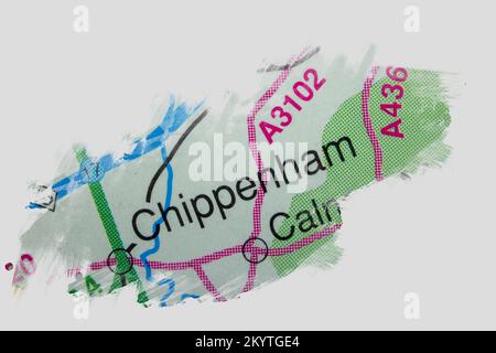 Chippenham, United Kingdom atlas map town name - black and white Stock ...