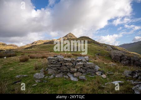 On route climbing Cnicht Mountain in the Snowdonia national park in ...
