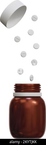 Falling Drugs or Pills, Medicine on dark background. Vector ...