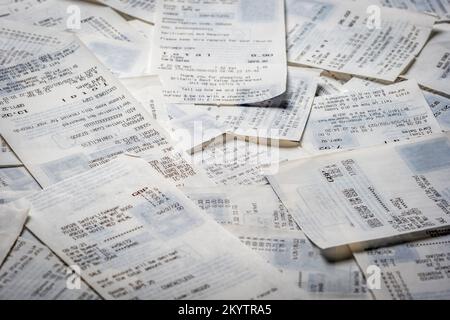 British shopping receipt stacks background in england uk Stock Photo ...