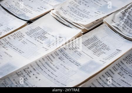 British shopping receipt stacks background in england uk Stock Photo ...