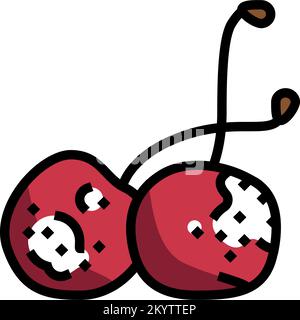 Rotten old cherry fruit. Bad old unhealthy food, moldy expired product ...