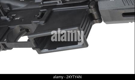 Assault rifle magazine well empty isolated on a white background Stock ...