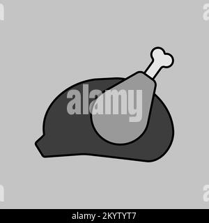 Chicken leg isolated grayscale icon. Farm animal sign. Graph symbol for ...