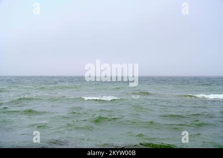 Undulating Baltic Sea in autumn foggy weather Stock Photo - Alamy