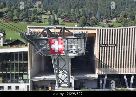 Eiger Express cable car, Grindelwald terminal, Bernese Oberland ...