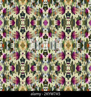 Wildflower rustic damask seamless pattern. Geometric antique floral for ...