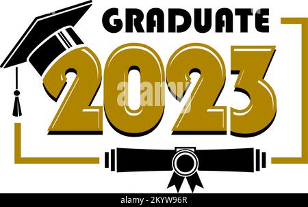 Congratulations graduates class of 2023, black text, gold, graduation ...